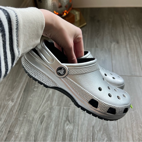 CROCS | Shoes | Crocs Classic Metallic Silver | Poshmark